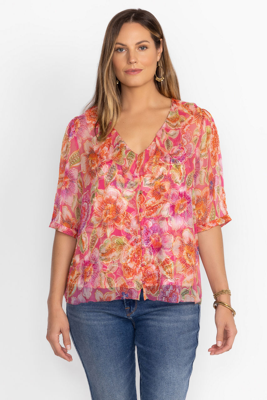 Buy MARCIA RUFFLE BLOUSE | Johnny Was
