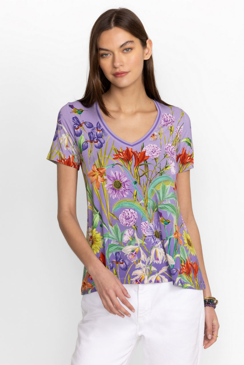 Buy The Janie Favorite Short Sleeve V-Neck Swing Tee | Johnny Was